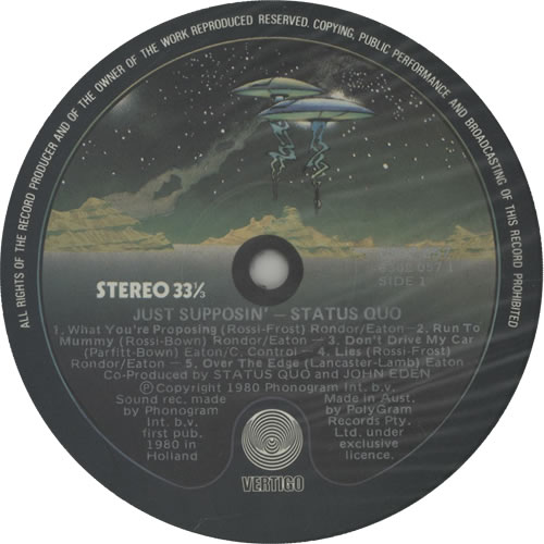 Status Quo Just Supposin' Australian vinyl LP album (LP record) (626029)