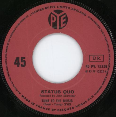 Status Quo Tune To The Music French 7" vinyl single (7 inch record / 45) (232506)