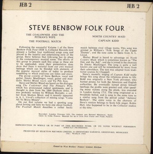 Steve Benbow Folk Four UK 7" vinyl single (7 inch record / 45) (797539)