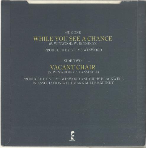 Steve Winwood While You See A Chance - P/S UK 7" vinyl single (7 inch record / 45) (698139)