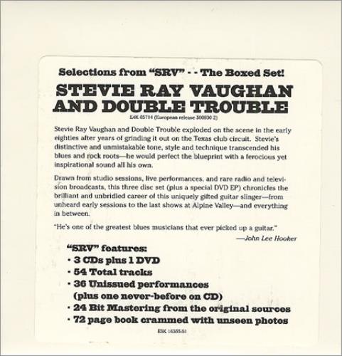 Stevie Ray Vaughan Selections From SRV --The Boxed Set US Promo CD ...