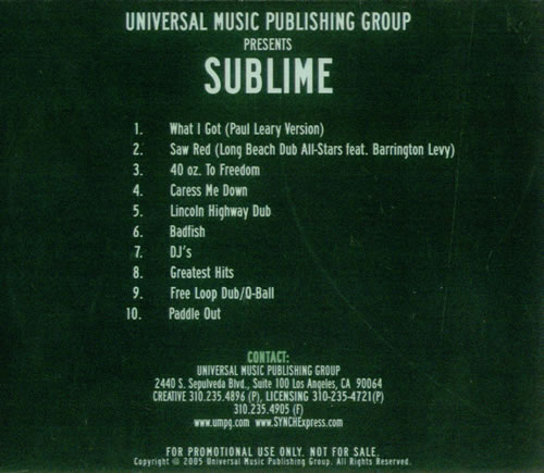 Sublime Sublime US Promo CD-R acetate (534766)