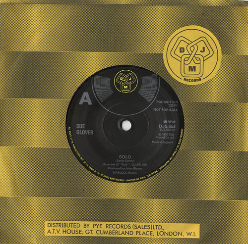 Sue Glover Solo UK Promo 7" vinyl single (7 inch record / 45) (481536)