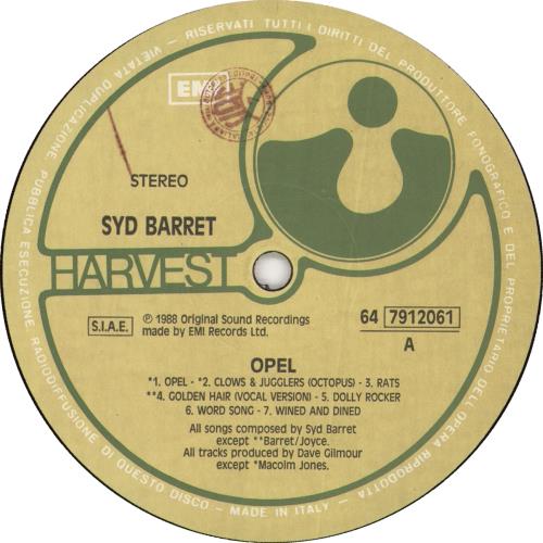 Syd Barrett Opel Italian vinyl LP album (LP record) (727227)