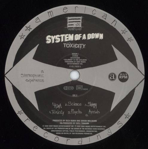System Of A Down Toxicity UK vinyl LP album (LP record) (815259)