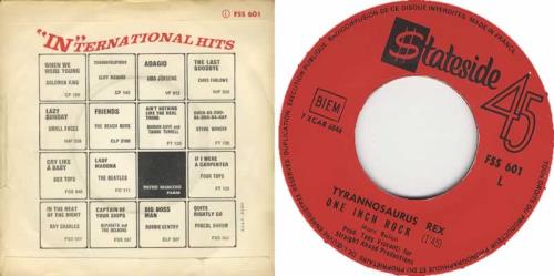 T-Rex / Tyrannosaurus Rex One Inch Rock French 7" vinyl single (7 inch ...