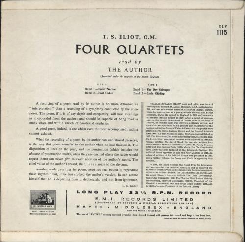 T. S. Eliot Four Quartets UK vinyl LP album (LP record) (798341)