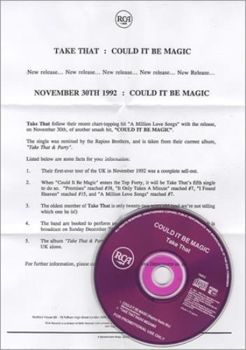 Take That Could It Be Magic UK Promo CD single (CD5 / 5") (15424)