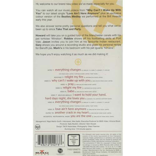 Take That Everything Changes UK video (VHS or PAL or NTSC) (92420)
