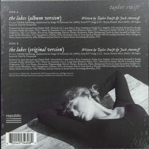 Taylor Swift The Lakes - RSD 2022 - Clear Vinyl - Sealed US 7" vinyl ...