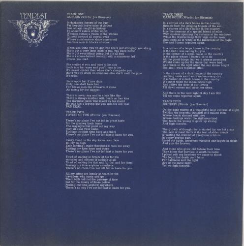 Tempest Tempest - VG - WOL UK vinyl LP album (LP record) (450750)