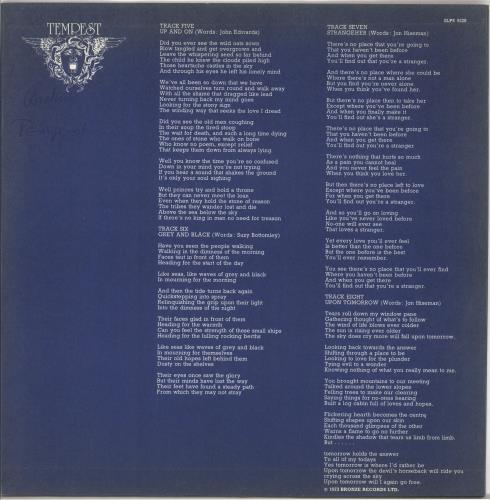 Tempest Tempest - VG - WOL UK vinyl LP album (LP record) (450750)