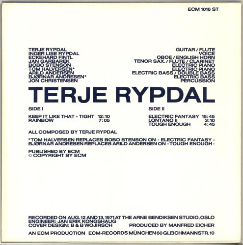 Terje Rypdal Terje Rypdal German vinyl LP album (LP record) (705164)