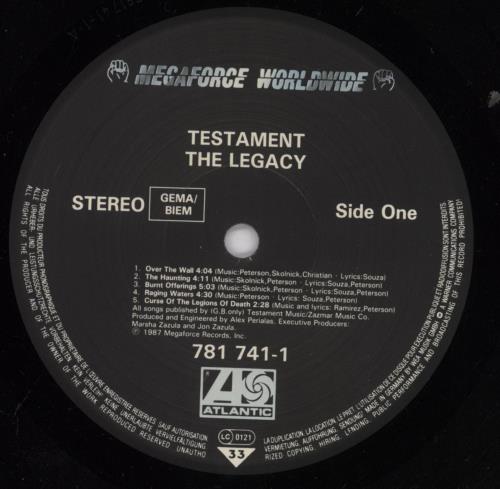 Testament The Legacy German vinyl LP album (LP record) (391903)