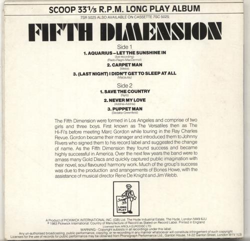 The 5th Dimension Fifth Dimension UK 7" vinyl single (7 inch record ...
