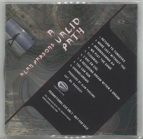 The Alan Parsons Project A Valid Path UK Promo CD-R acetate (299599)