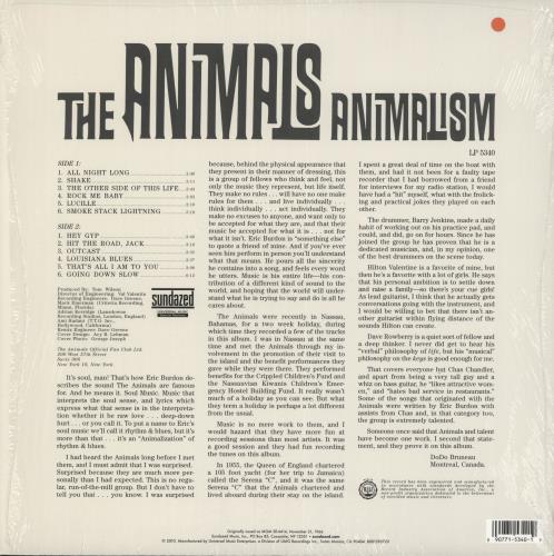 The Animals Animalism US vinyl LP album (LP record) (721598)
