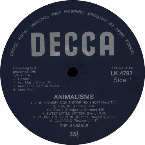 The Animals Animalisms South African vinyl LP album (LP record) (651176)