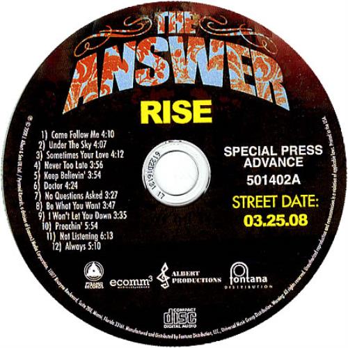 The Answer Rise US Promo CD-R acetate (453922)