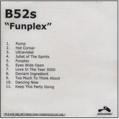 The B-52's Funplex US Promo CD-R acetate (431760)