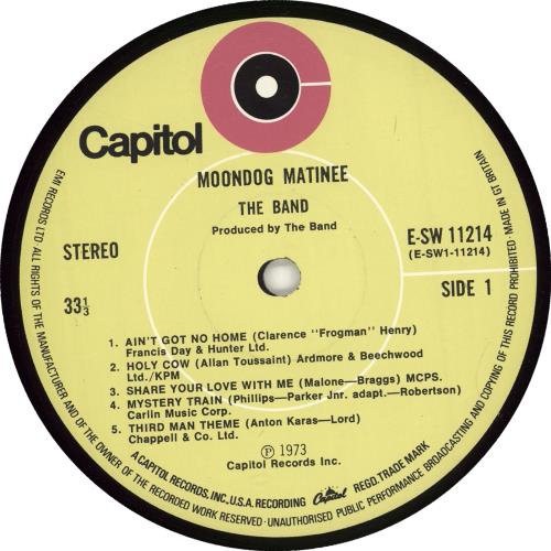 The Band Moondog Matinee UK vinyl LP album (LP record) (66627)