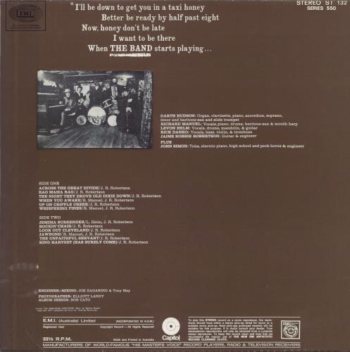 The Band The Band Australian vinyl LP album (LP record) (806947)