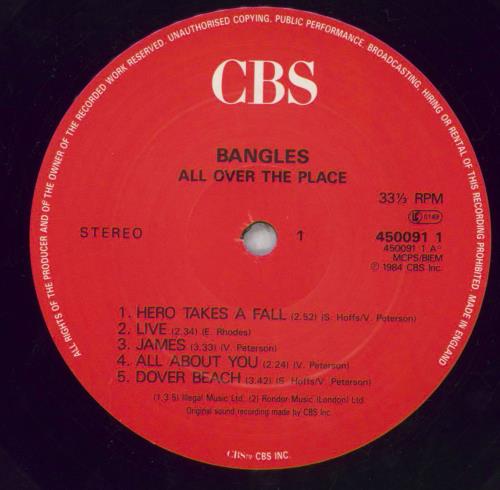 The Bangles All Over The Place - EX UK vinyl LP album (LP record) (825563)