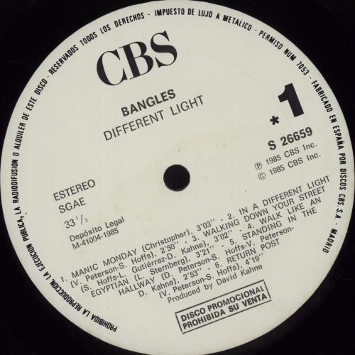 The Bangles Different Light Spanish vinyl LP album (LP record) (676184)