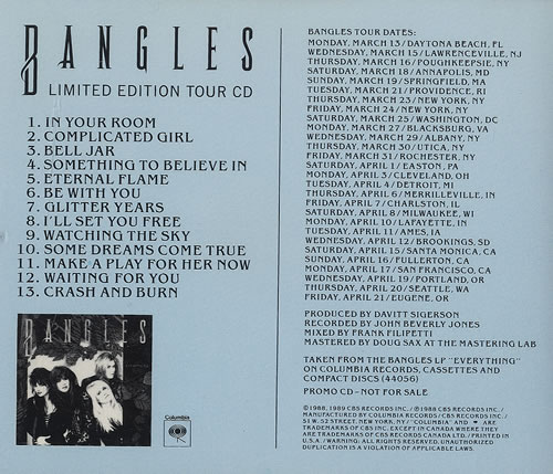 The Bangles Everything - Picture US Promo CD album (CDLP) (10678)