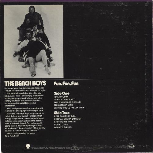 The Beach Boys Fun, Fun, Fun US vinyl LP album (LP record) (727732)