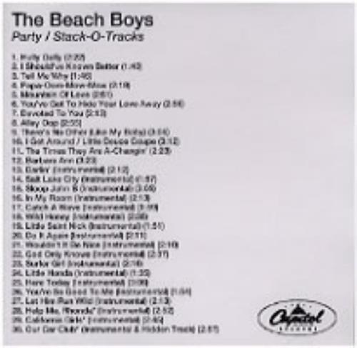 The Beach Boys Party / Stack-O-Tracks UK Promo CD-R acetate (180154)