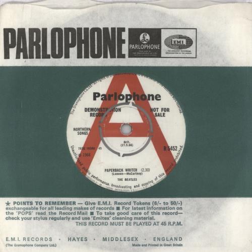 The Beatles Paperback Writer - A Label - VG+ UK Promo 7" vinyl single ...