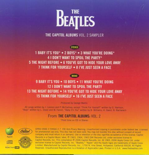 The Beatles The Capitol Albums Volume 2 Sampler US Promo CD album (CDLP ...