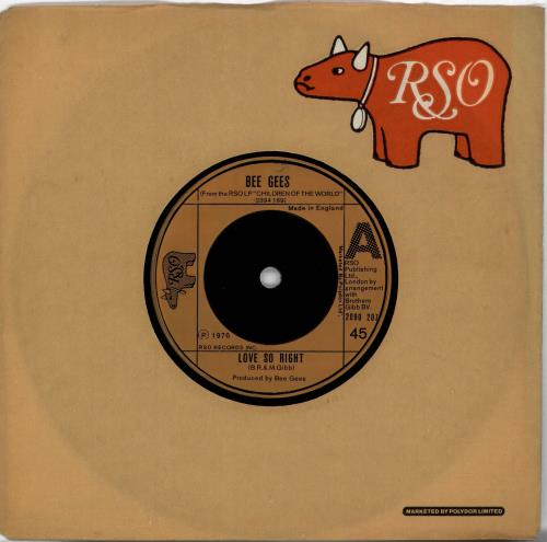 The Bee Gees Love So Right UK 7" vinyl single (7 inch record / 45) (242404)