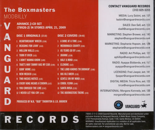 The Boxmasters Modbilly US Promo 2 CD album set (Double CD) (476495)