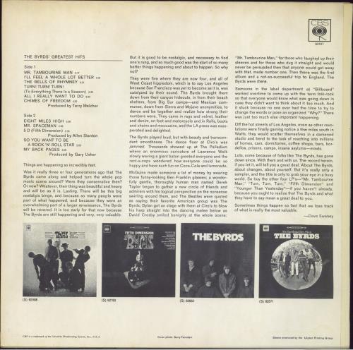 The Byrds Greatest Hits - Stereo UK vinyl LP album (LP record) (69941)