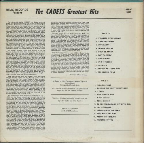 The Cadets Greatest Hits US vinyl LP album (LP record) (756117)