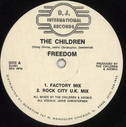 The Children (Adonis) Freedom - black & white label US 12" vinyl single ...