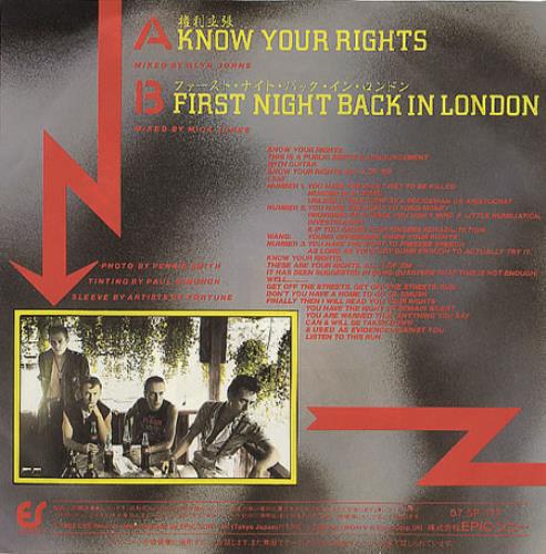 The Clash Know Your Rights Japanese Promo 7" vinyl single (7 inch ...