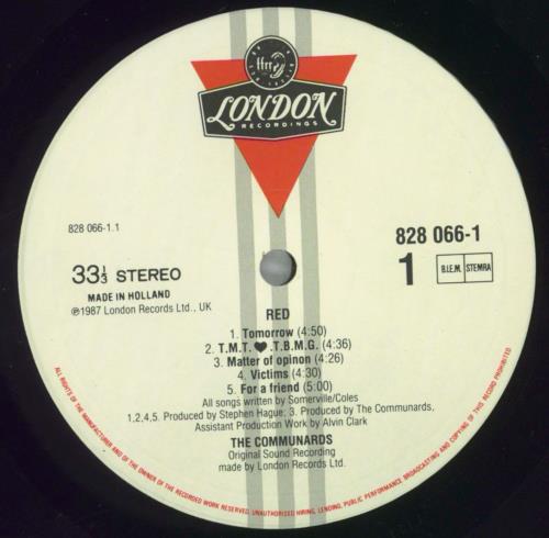 The Communards Red - Red Sleeve Dutch vinyl LP album (LP record) (824702)