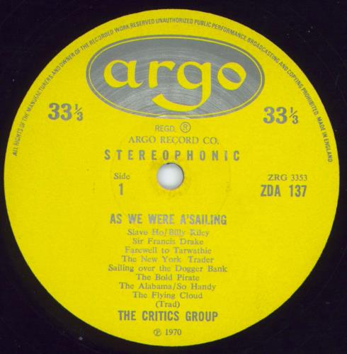 The Critics Group As We Were a'Sailing UK vinyl LP album (LP record ...