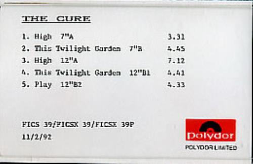 The Cure High UK Promo cassette single (287048)