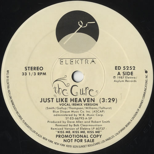 The Cure Just Like Heaven US Promo 12" vinyl single (12 inch record ...