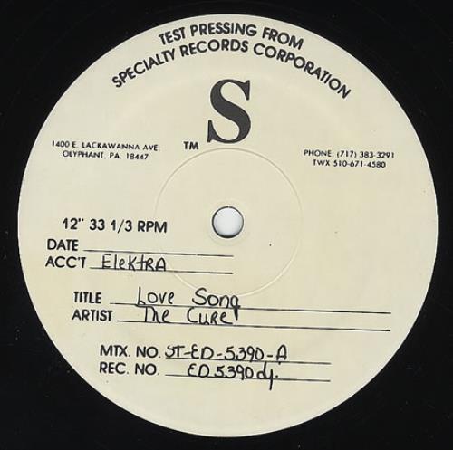The Cure Love Song US Promo 12" vinyl single (12 inch record / Maxi ...