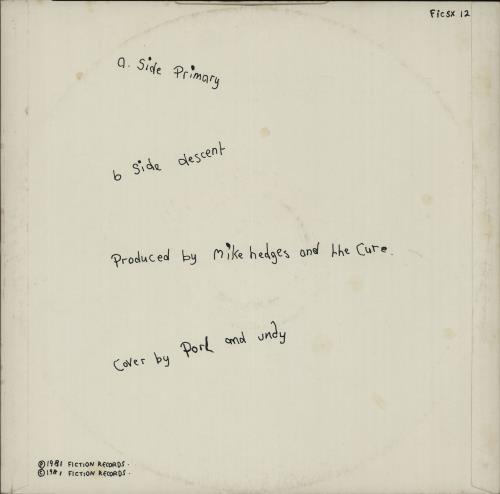 The Cure Primary - EX UK 12" vinyl single (12 inch record / Maxi-single ...