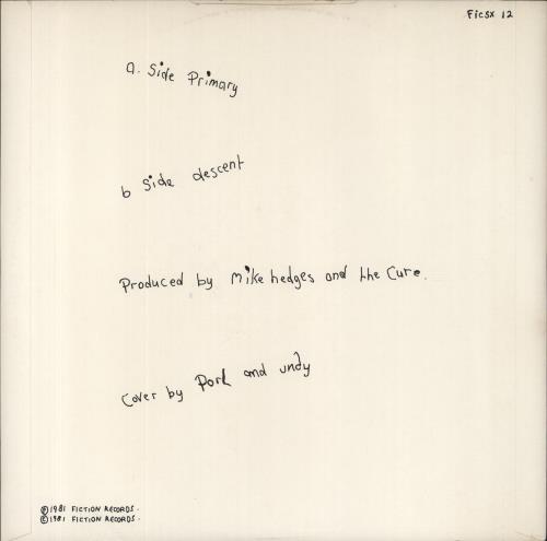 The Cure Primary - EX UK 12" vinyl single (12 inch record / Maxi-single ...