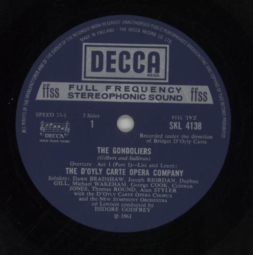 The D'Oyly Carte Opera Company The Gondoliers / Cox And Box UK 3-LP ...