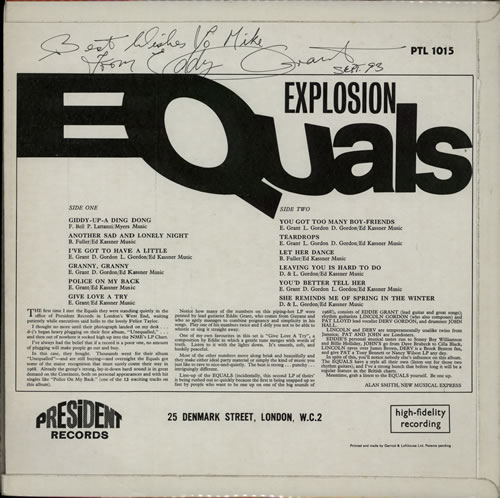 The Equals Equals Explosion - Autographed UK vinyl LP album (LP record ...