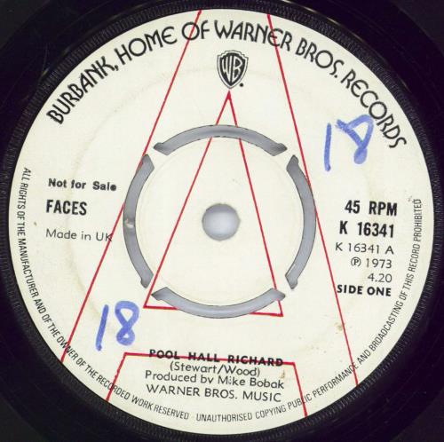 The Faces Pool Hall Richard - wol UK Promo 7" vinyl single (7 inch ...