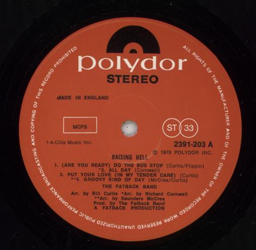 The Fatback Band Raising Hell UK vinyl LP album (LP record) (301227)